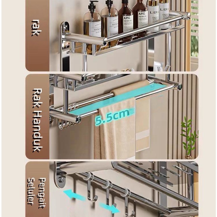Jual Sus304 Rak Sabun Dinding Kamar Mandi /Rak Bumbu Dapur /Rak Gantung ...