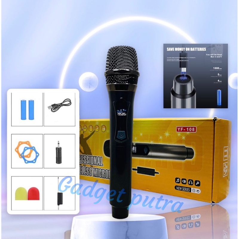 Jual Mic wireless SINGLE HITAM with receiver 1mic/ single mic bluetooth ...