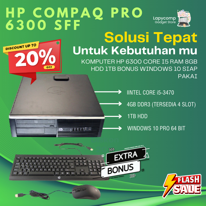 Jual PC KOMPUTER MURAH HP 6300 INTEL CORE I5 RAM 8GB HDD 1TB BONUS ...