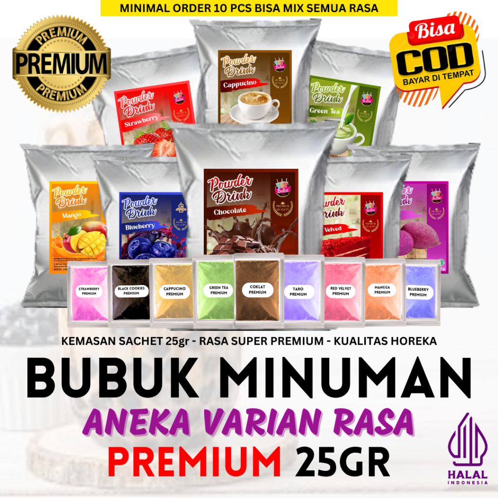 Jual Bubuk Minuman Rasa Premium MIX 25gr Serbuk Minuman Rasa dan Teh ...