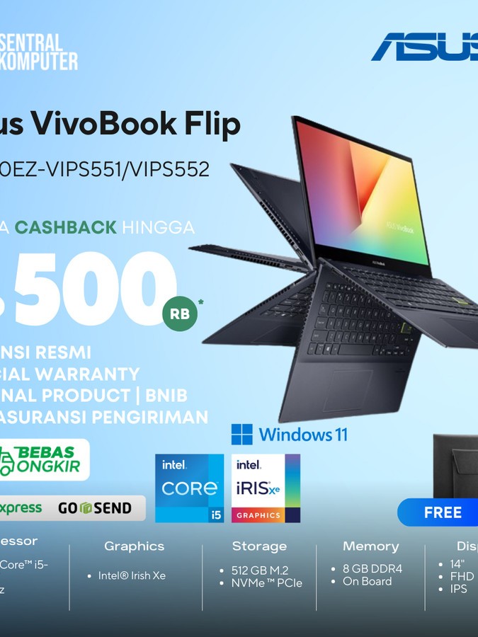 Jual Asus VivoBook Flip TP470EZ i5-1135G7-8GB-512GB SSD-Win 11+OHS ...