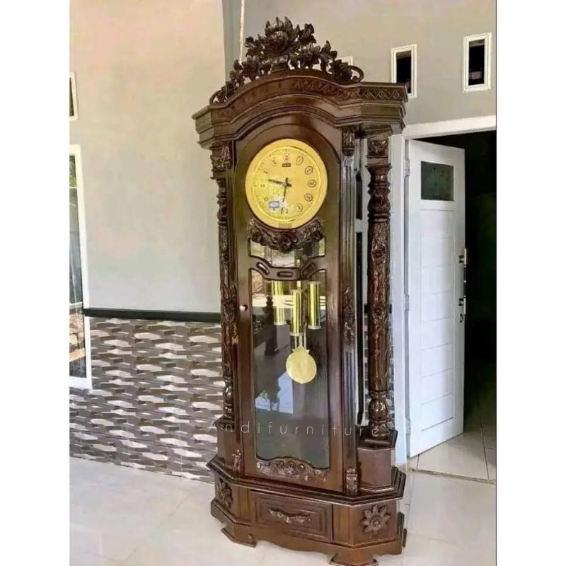 Jual Lemari jam hias Rahwana ukiran Jepara lemari jam hias Full Kayu ...