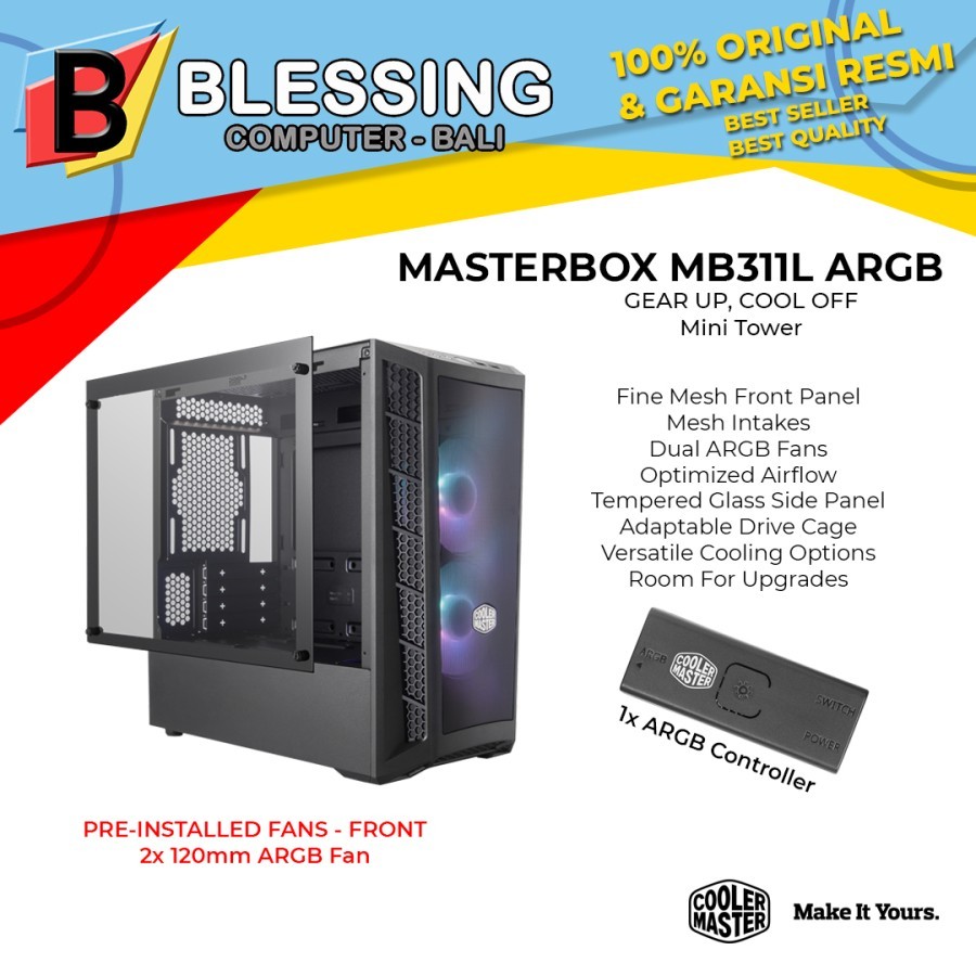 Jual Casing Cooler Master Masterbox MB311L ARGB (INCLUDE 2x 120mm FAN ...