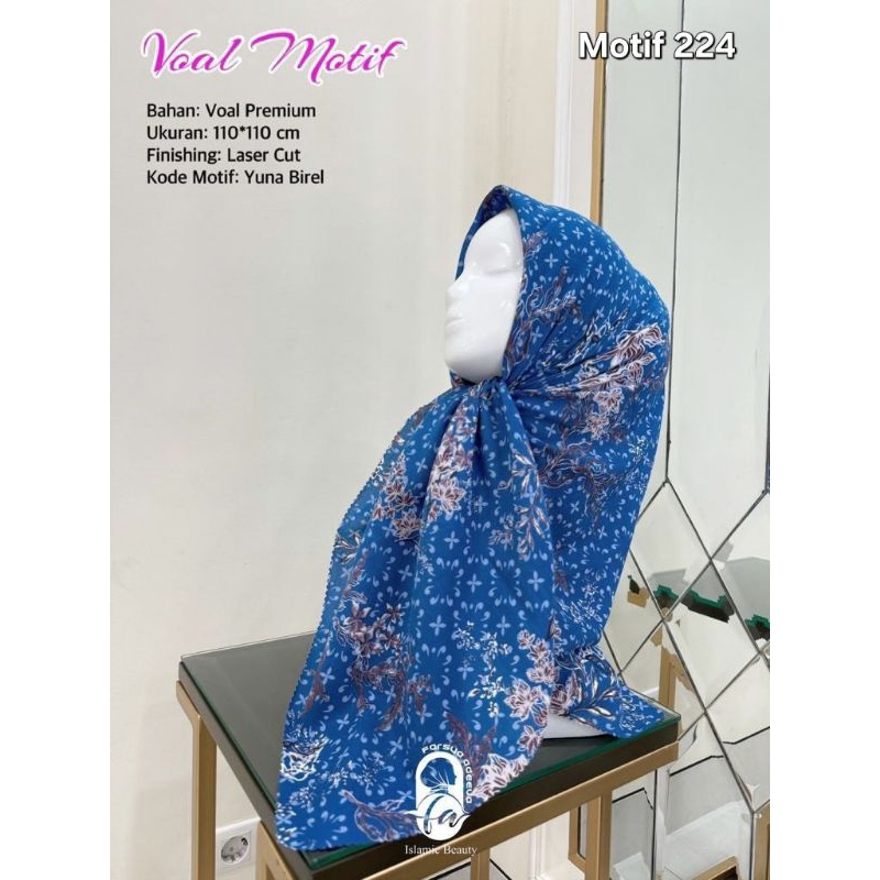 Jual Edisi Biru - Hijab Segi Empat Motif Navy Denim Biru Elektrik Soft Blue Jeans LaserCut ...