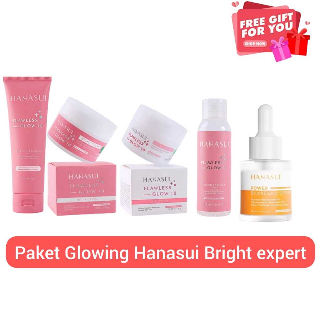 Jual PAKET HANASUI FLAWLESS GLOWING 10 SKINCARE GLOWING SERUM POWER ...