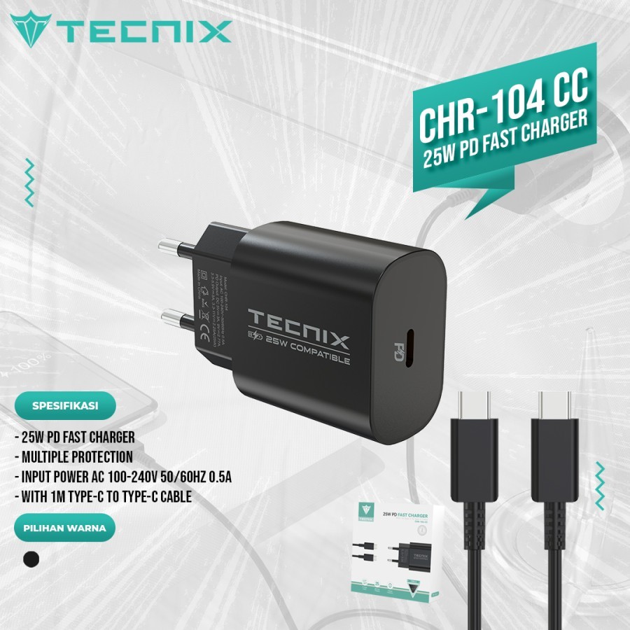Jual Tecnix Charger CHR-104 CC 25W/CHR-105 CC 45W PD Fast Charger with ...