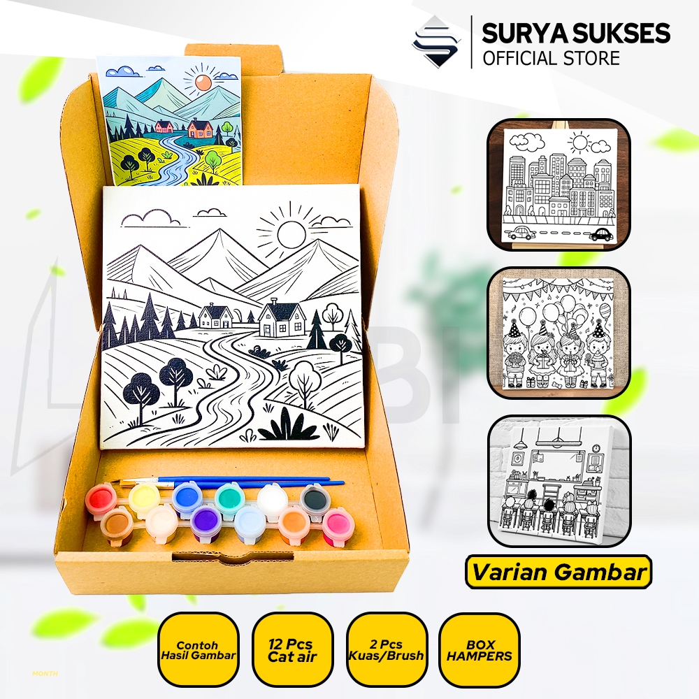 Jual DIY PAINT KIT ONE SET CANVAS BOARD - KANVAS LUKIS SKETSA SET 20 X ...