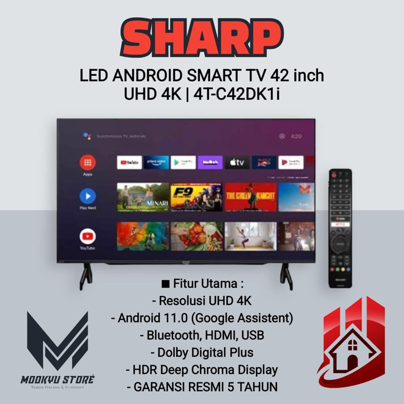 Jual SHARP LED ANDROID SMART TV 42 inch 4T-C42DK1i | 4TC42DK1i UHD 4K ...