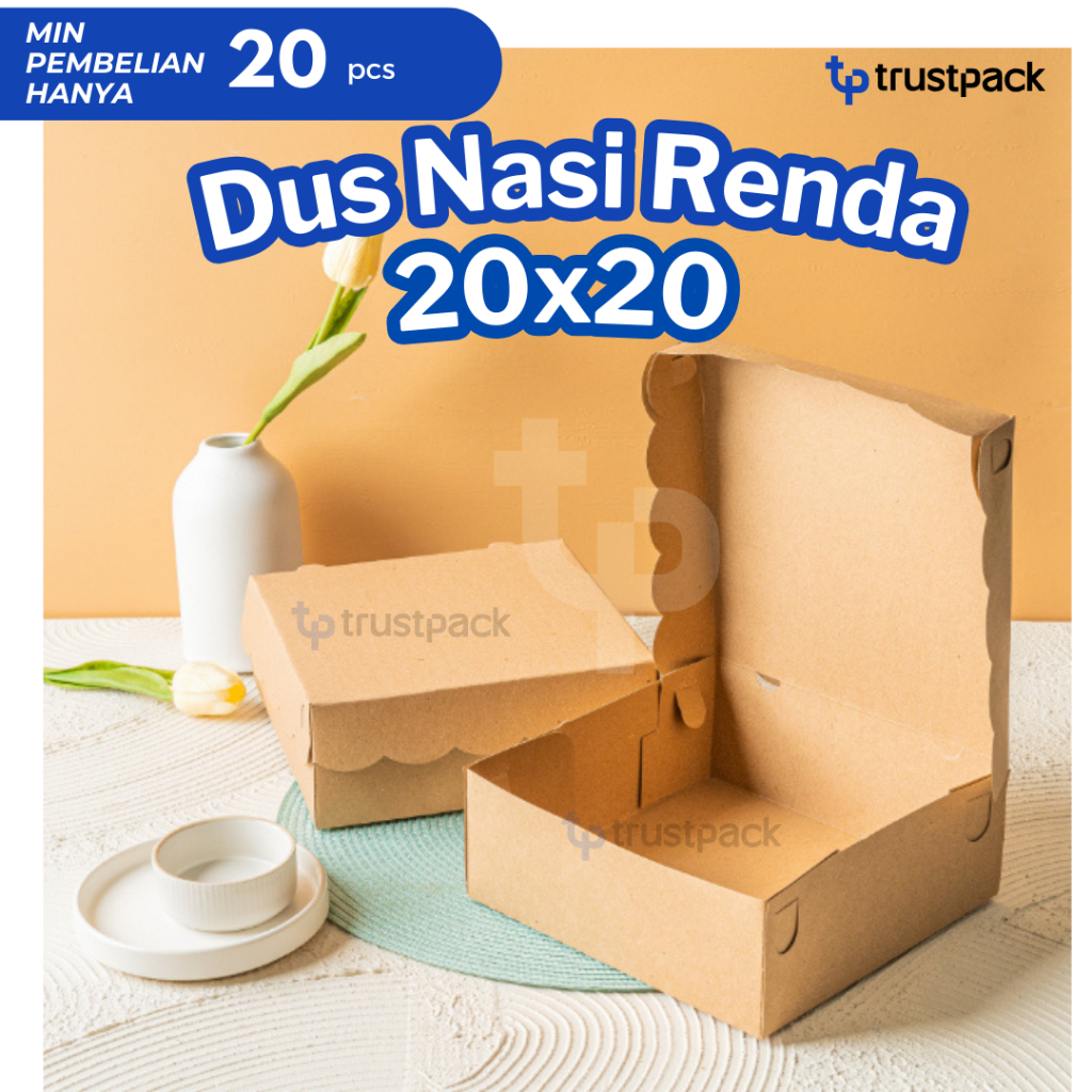 Jual DUS NASI 20x20 KOTAK NASI RENDA KRAFT PAPER COKLAT SUPER TEBAL ...