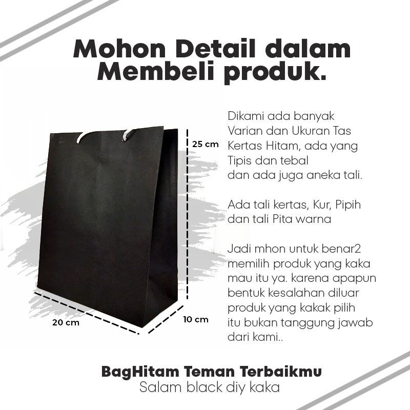 Jual (ALL SIZE) Paper Bag Hitam Polos Semua Ukuran / Paper Bag Kado ...