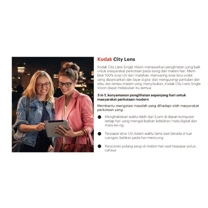 Jual lensa kacamata kodak city anti radiasi komputer dan night vision coating bisa normal minus ...