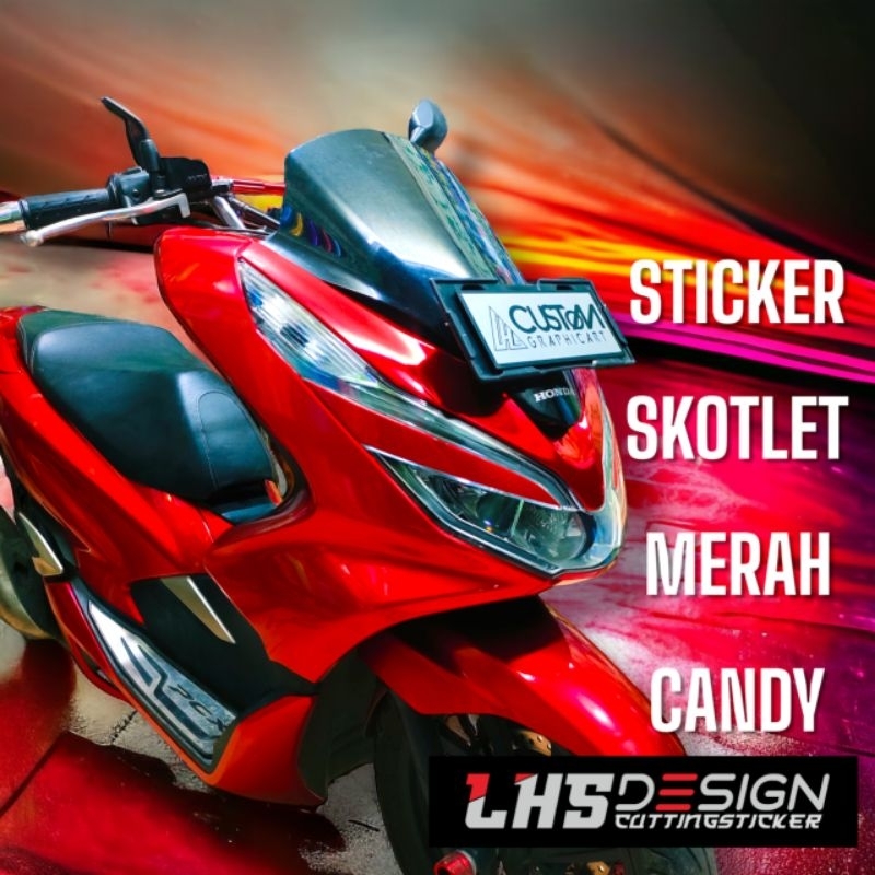 Jual Sticker Skotlet Fanchi Merah Candy Glossy Per meter | Shopee Indonesia