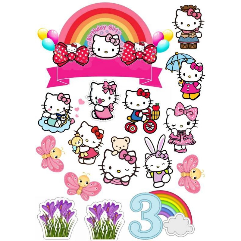 Jual Cetak Topper Hello Kitty, Topper Kue Ultah Super Murah | Shopee ...