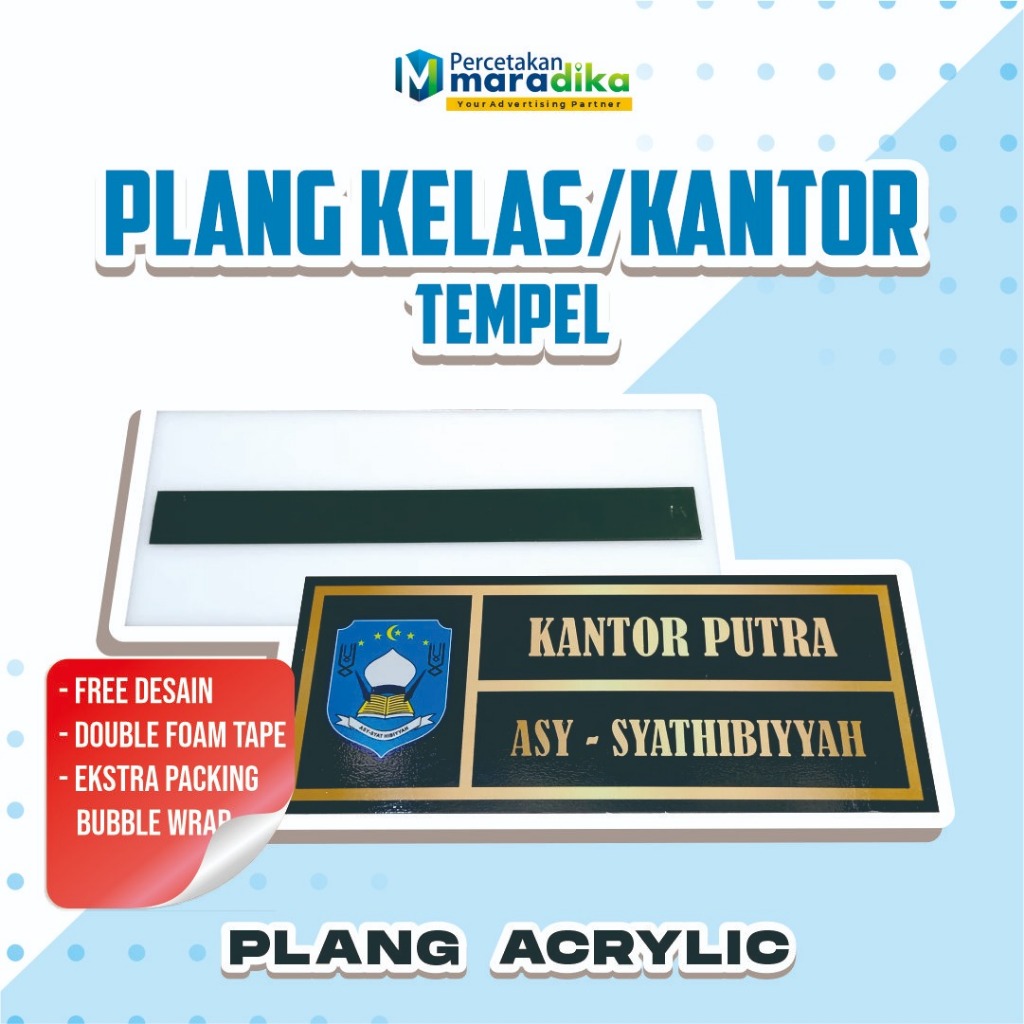 Jual Plang papan meja akrilik tempel custom ukuran 8cm x 25cm, 10cm x ...