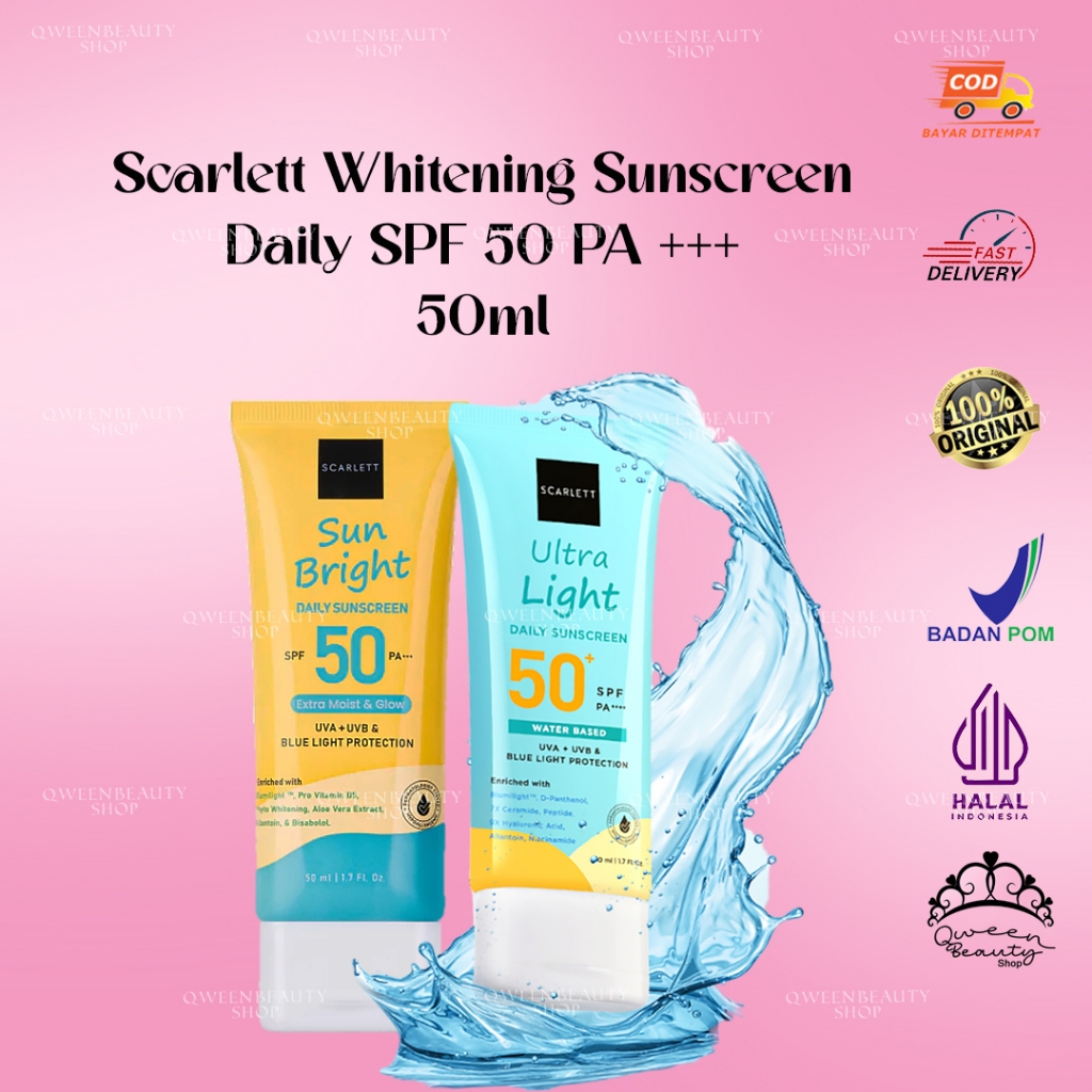 Jual {ADA BUNDLING!!!} Scarlett Whitening Sunscreen Daily SPF 50 PA+++ | Shopee Indonesia