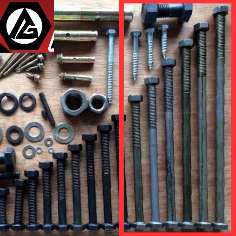 Jual Baut Mur Hitam UNC 5/16" x 8" (20 cm) Kunci 12 Drat Kasar / Baut Besi Hitam / Baut Hexagon ...