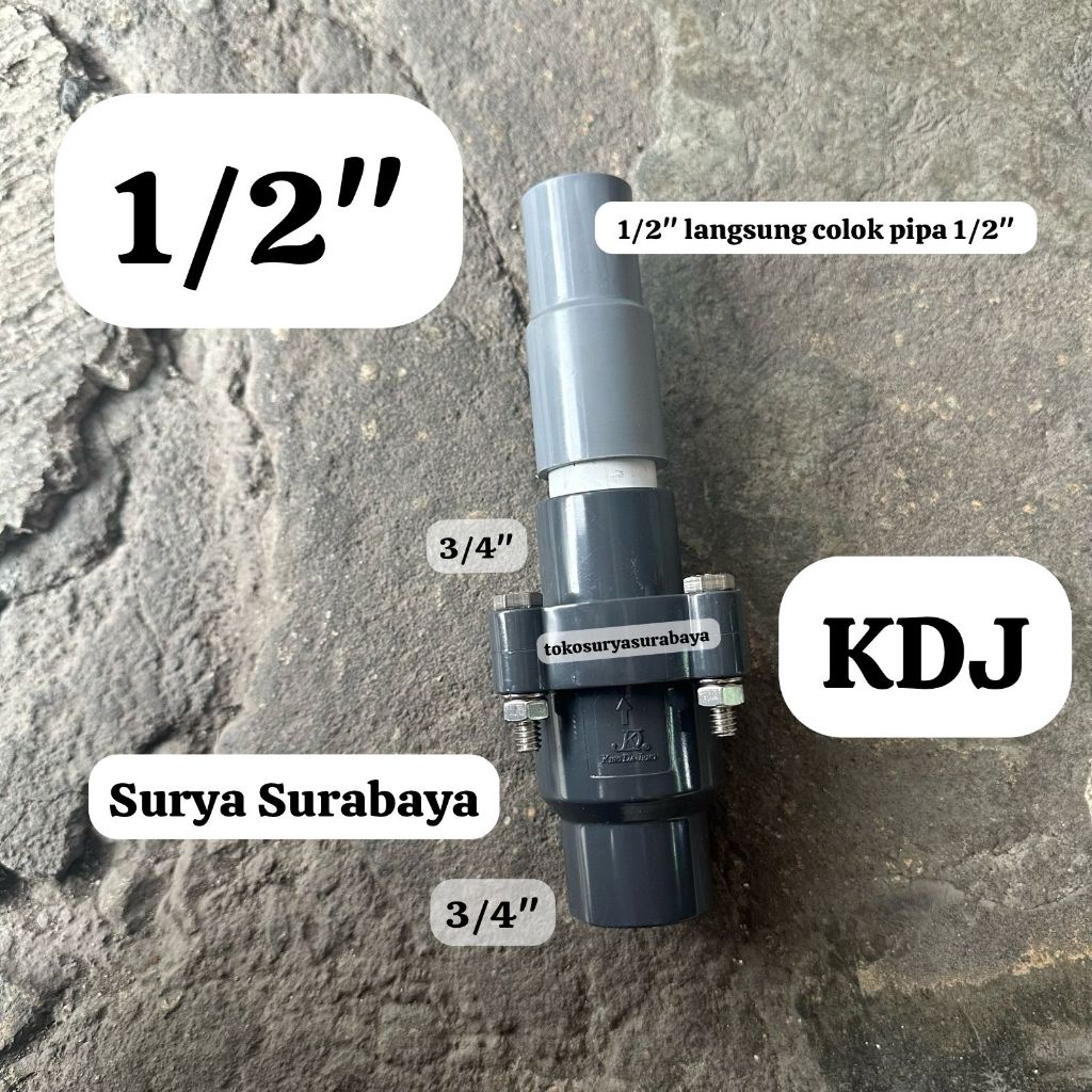 Jual Check Valve 1/2" PVC Model Pir - Anti Back Flow Cek Valep 1/2" Cek ...