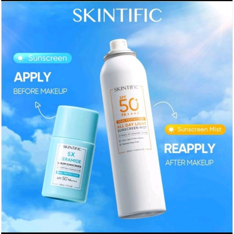Jual Skintific All Day Light Sunscreen Mist spray 50ml 120ml | Shopee ...