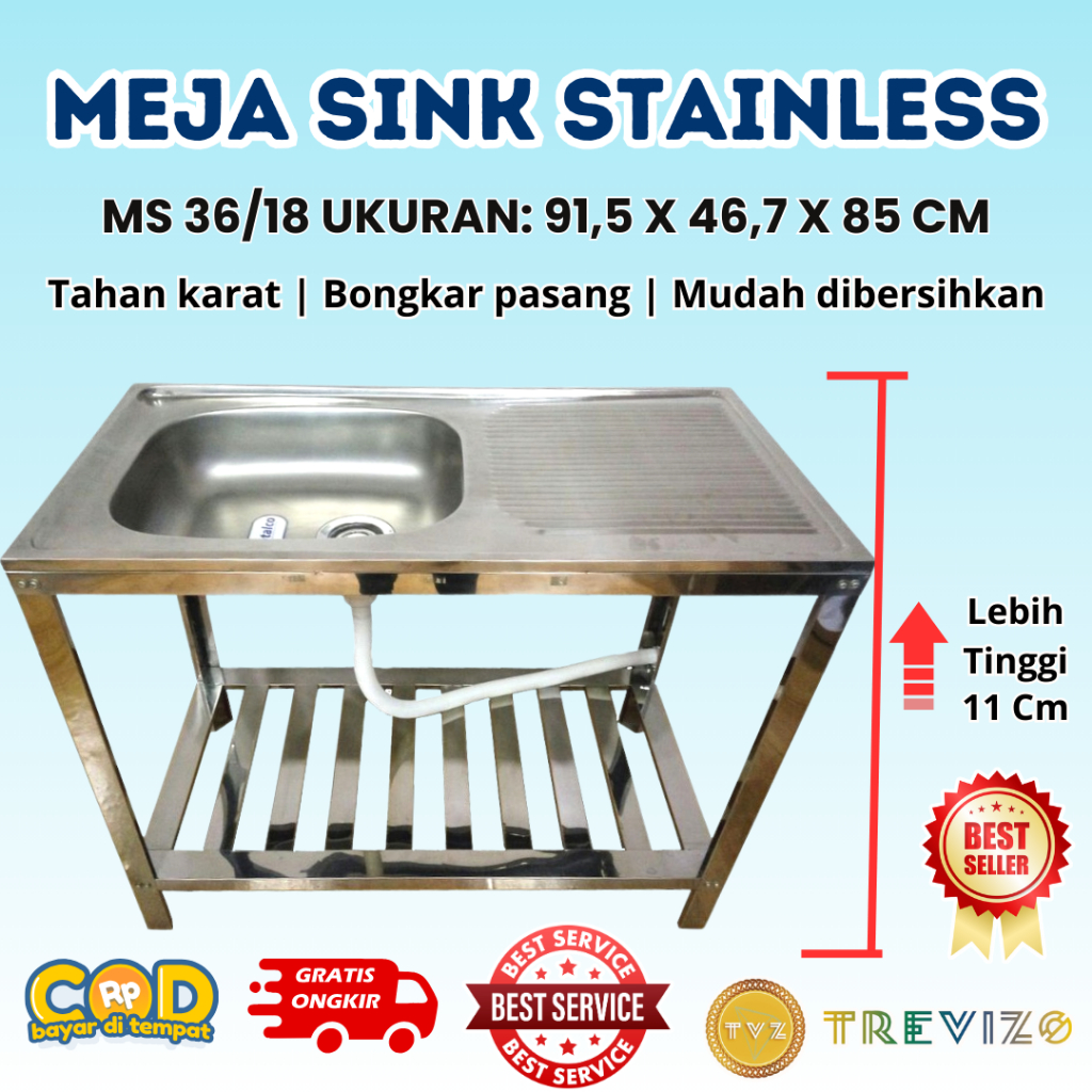 Jual Meja Bak Cuci Piring Metalco MS 36 / 18 85 Cm Set MEJA Stainless ...