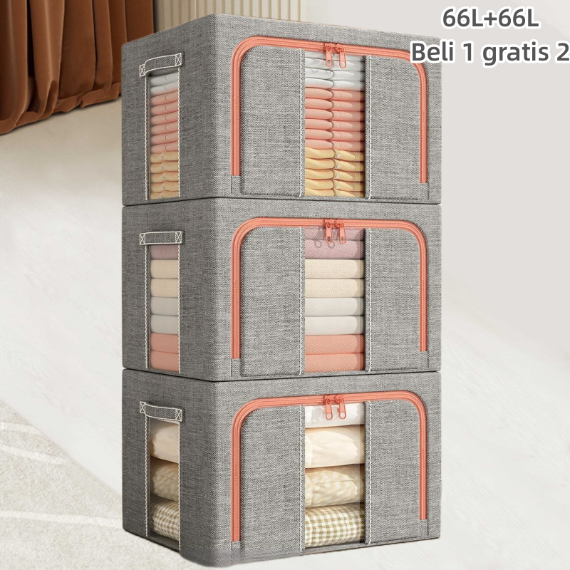 Jual linen katun lebih tebal organizer box Lipat storage box pakaian ...