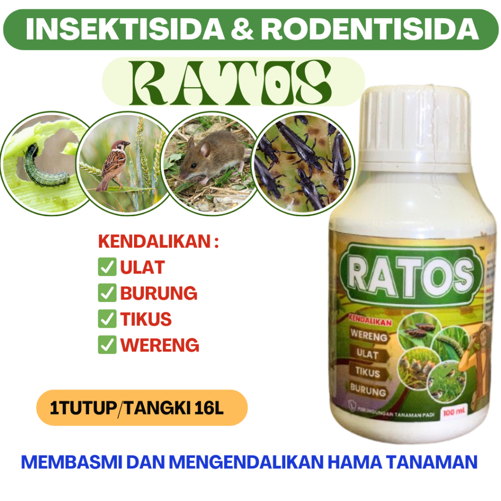 Jual Insektisida Rodentisida Sistemik Ratos 100ML Pembasmi Tikus Wereng ...