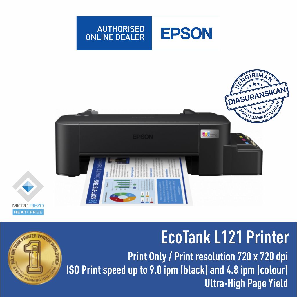 Jual Printer EPSON L121 L-121 L 121 Printer Cetak A4 Garansi Resmi Peganti L120 L-120 PRINT ONLY ...
