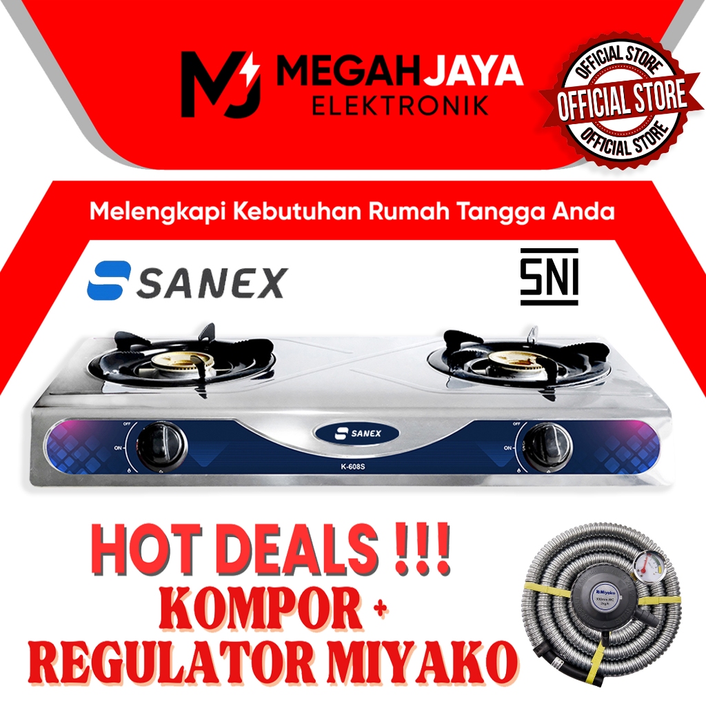 Jual [PAKET HEMAT] KOMPOR PAKET HEMAT + REGULATOR STAINLESS STEEL SANEX SKG 822 / SKG 821 / K ...