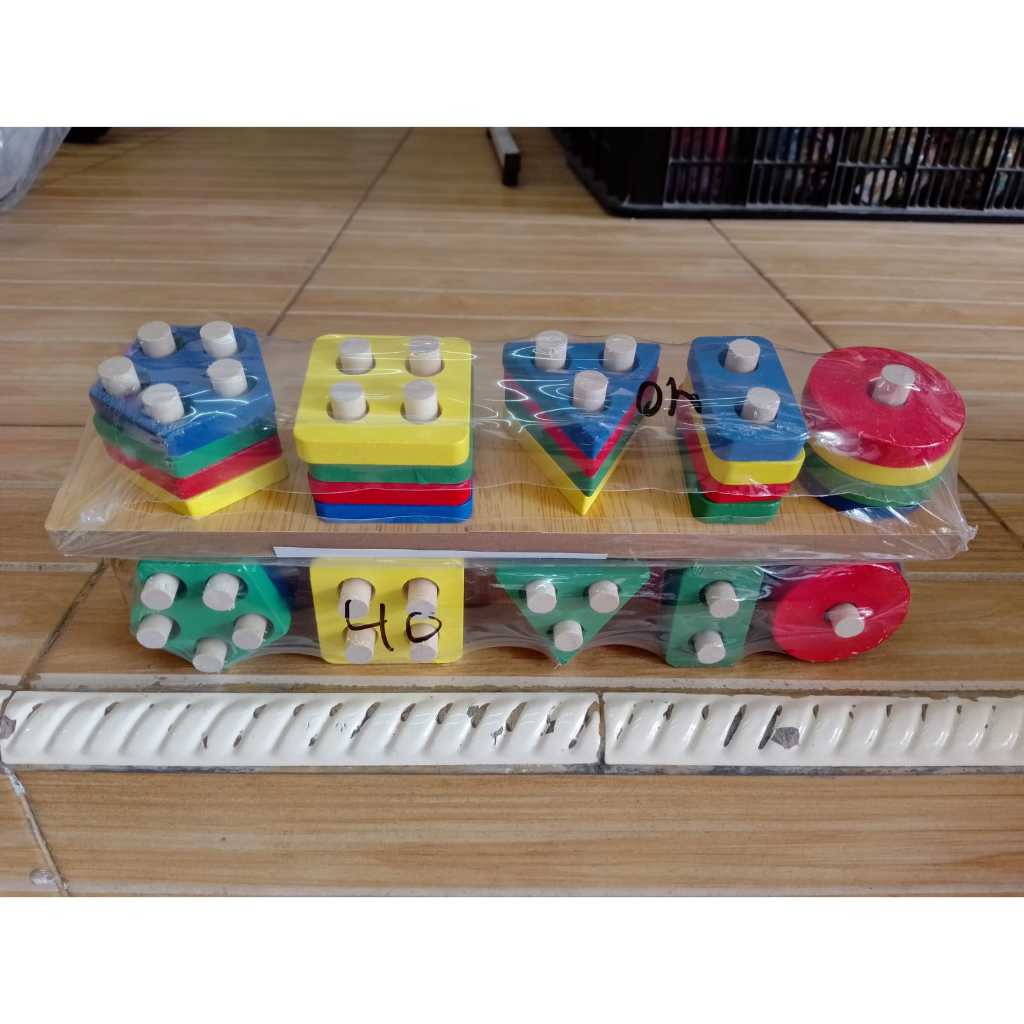 Jual mainan anak balok puzzle kayu geometri d2651 | Shopee Indonesia