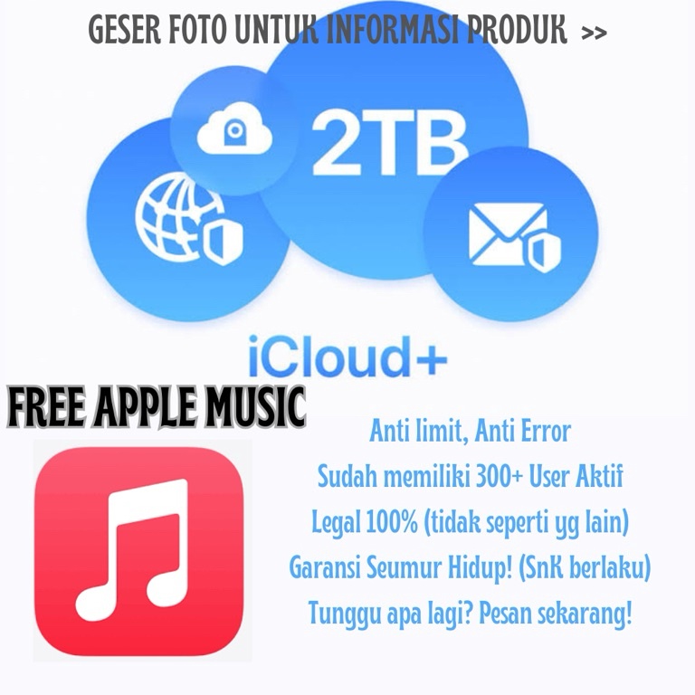 Jual KODE J14W iCloud 2TB Free Apple Music Permanent Family Sharing Legal 1 Anti Limit Anti ...