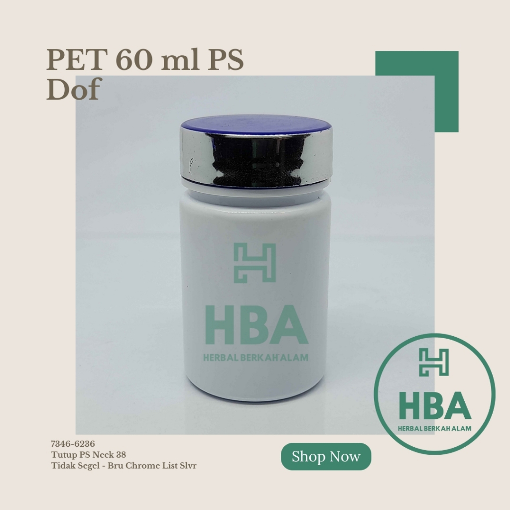 Jual Botol Obat 60 ml Putih Tutup Biru List Full Silver / Botol Obat ...