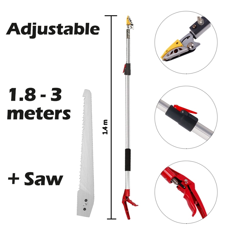 Jual 3m Tree Pruner Galah Tongkat Pemotong Gergaji Gunting Dahan Ranting Tarik untuk Pohon yang ...