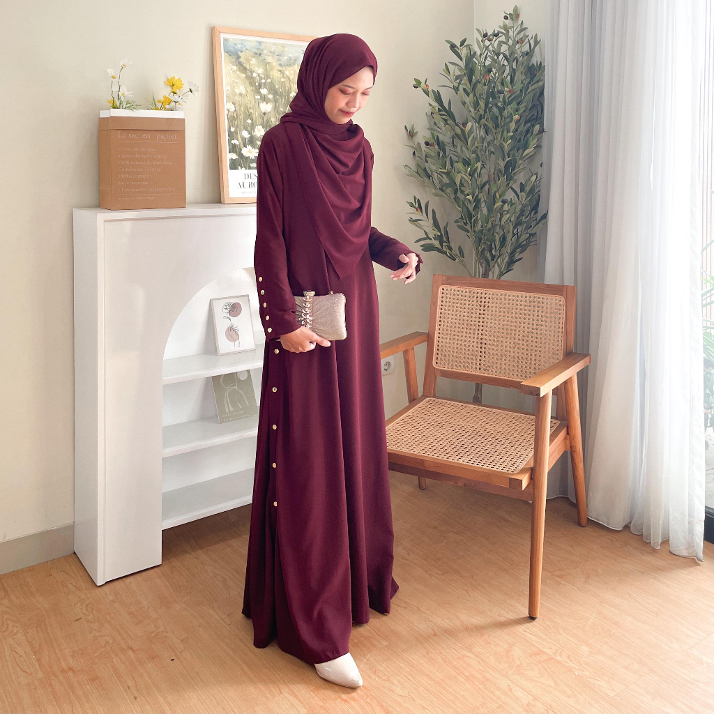 Jual Gold Button Abaya Kancing Dress | Shopee Indonesia