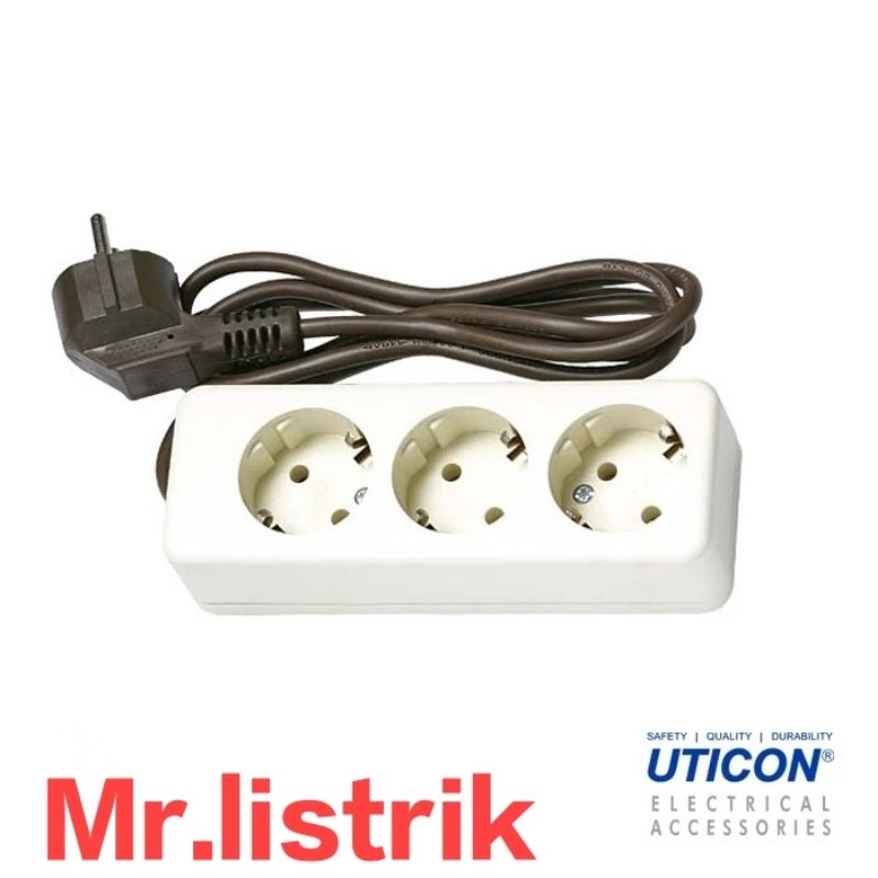 Jual STOP KONTAK UTICON TERMINAL KUNINGAN PANJANG KABEL 1,8 METER ...