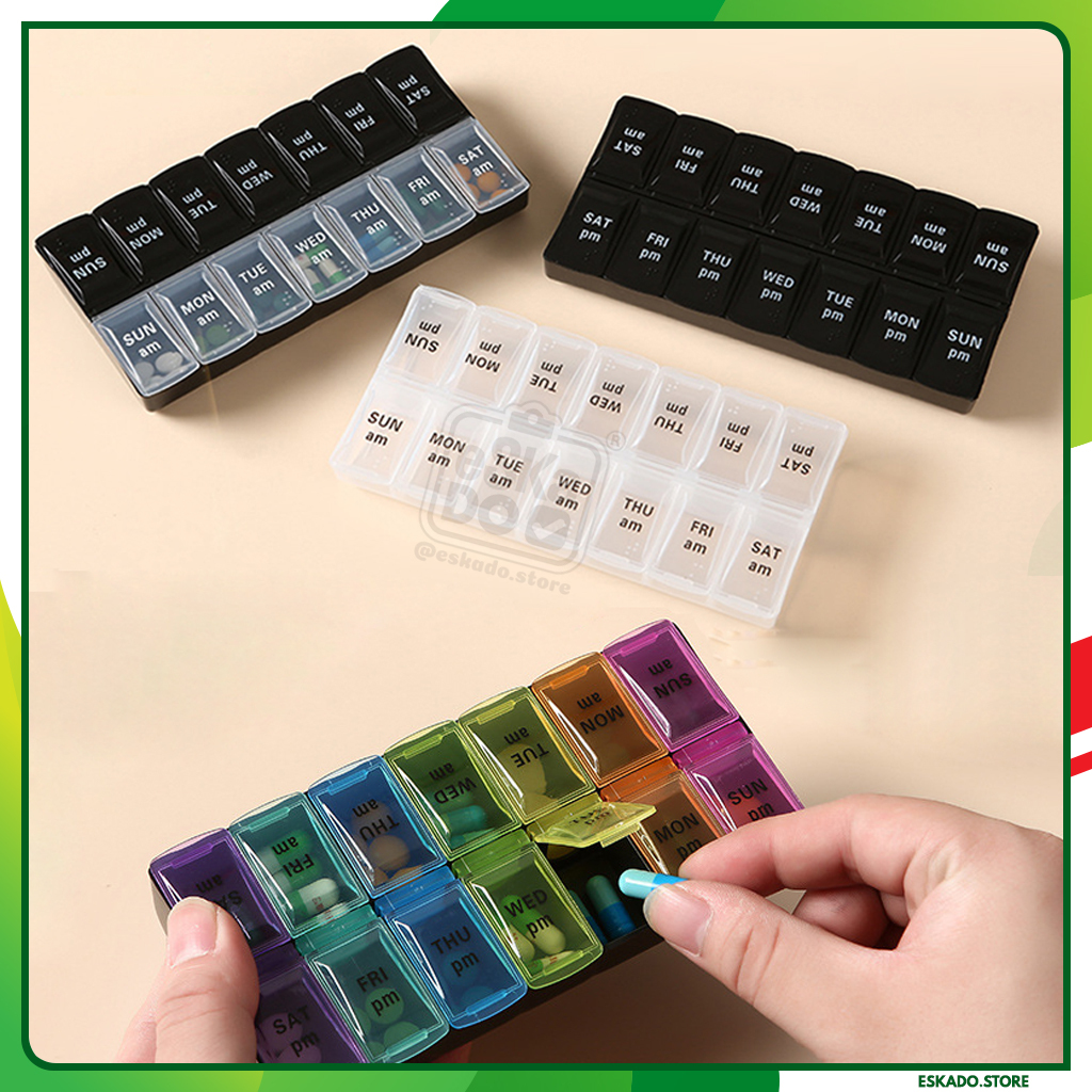 Jual Kotak Obat 14 Kompartemen / Kotak Obat Portable 1 Minggu Siang ...