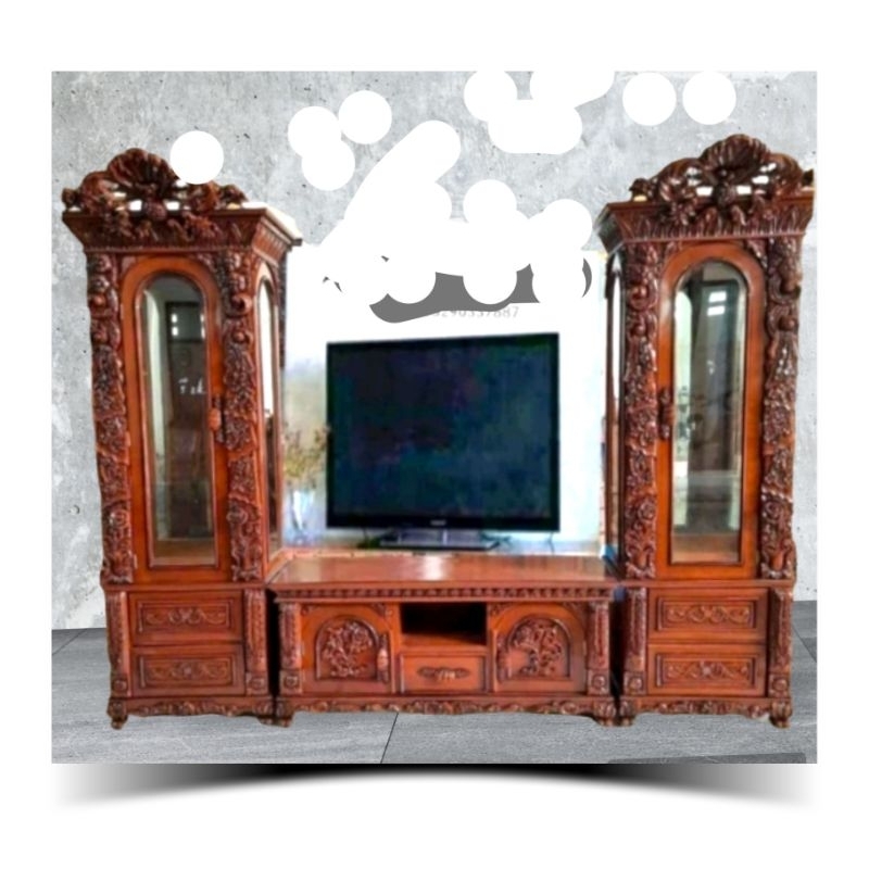 Jual BIFET TV MEJA TV BIFET MEWAH UKIR JEPARA KAYU JATI | Shopee Indonesia