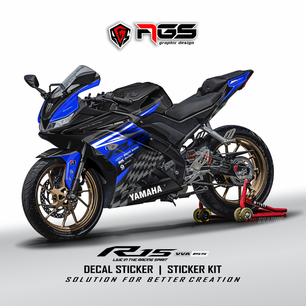 Jual DECAL STIKER YAMAHA R15 V3 / YAMAHA R15 TRIBAL CATUR / DECAL FULL ...