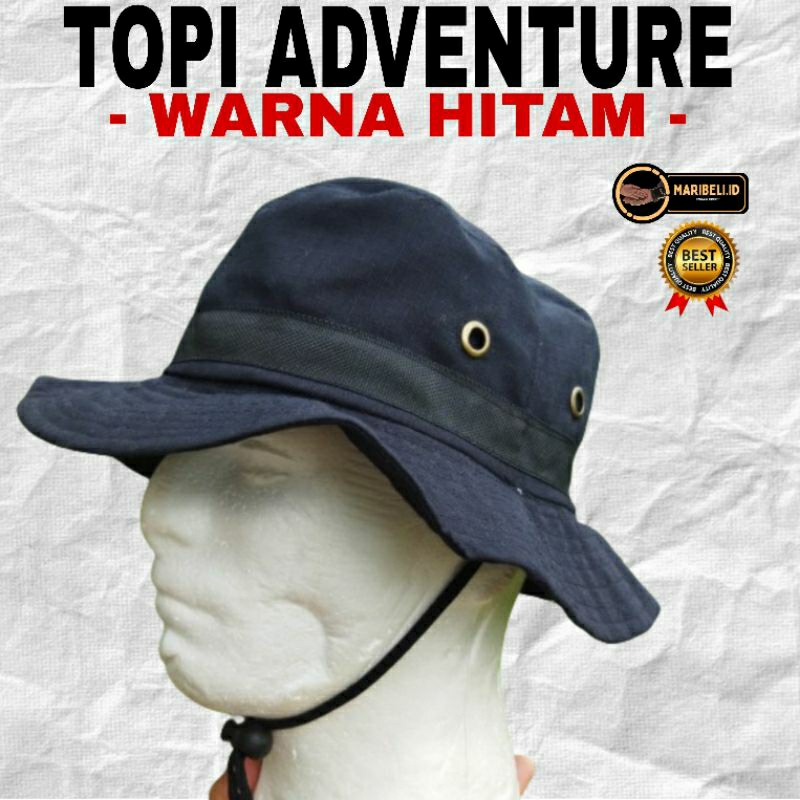 Jual TOPI RIMBA TOPI ADVENTURE TOPI PENDAKI WARNA HITAM | Shopee Indonesia