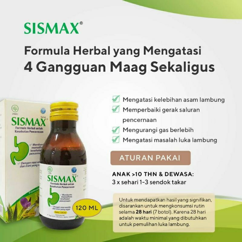 Jual Obat Maag Herbal SISMAX Formula Herbal Untuk Lambung (60mL dan ...
