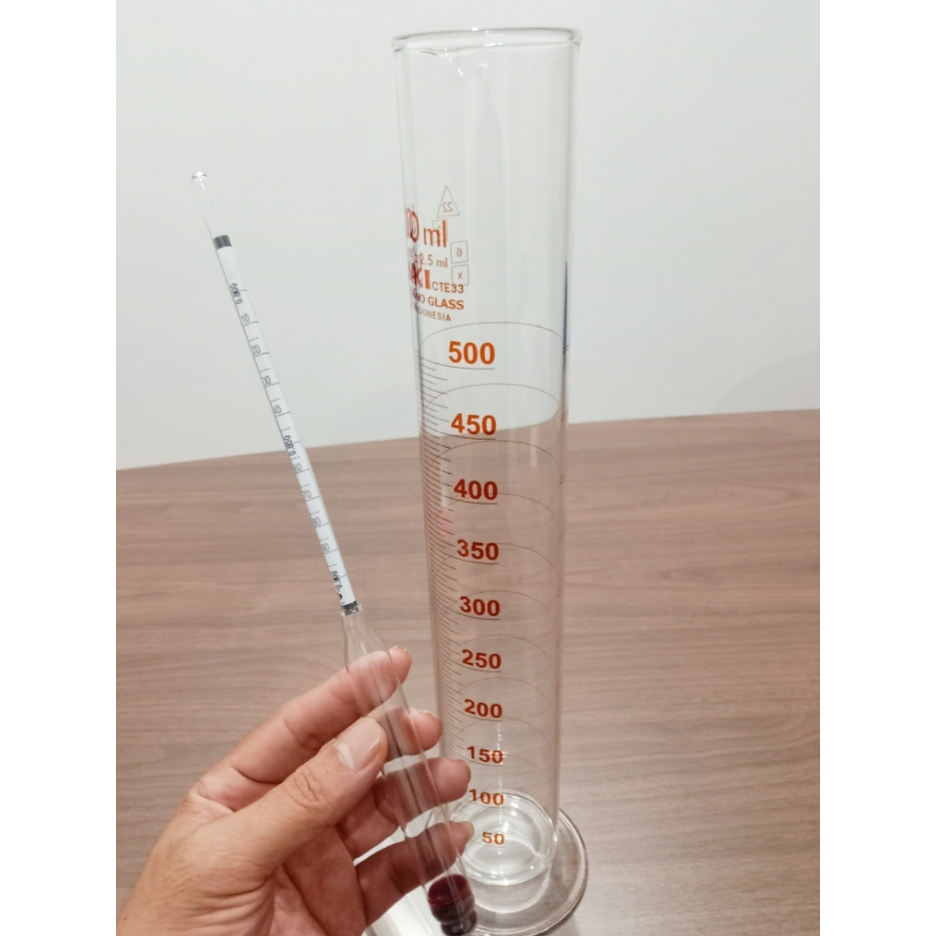Jual Set Hydrometer Plus Gelas Ukur 500 ml Density Test BBM Solar ...