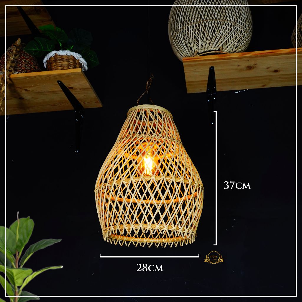 Jual Kap Lampu Rotan Hiasan Ruangan / Dekor Lampu Cafe aesthetic ...
