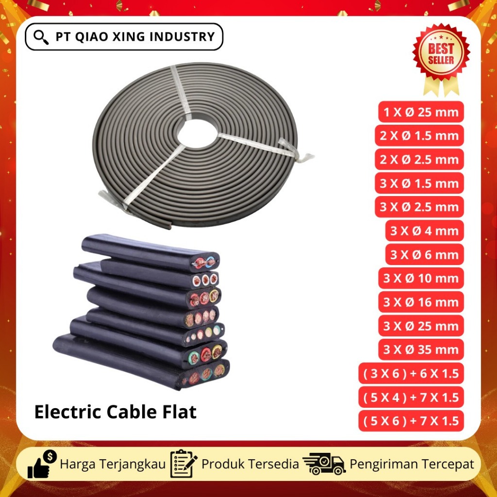 Jual Electric Cable Flat / Kabel Listrik / Pita Kabel Listrik PVC ...