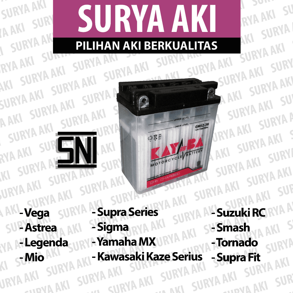 Jual Aki Motor KAYABA GM5Z-3B Original Motor LEGENDA GRAND PRIMA TITAN SUPRA SMASH MIO VEGA ...