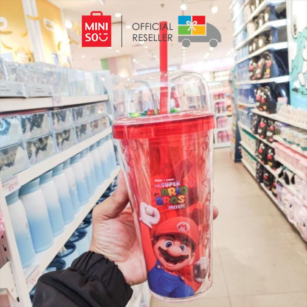Jual MINISO x Super Mario Bross Tumblr with straw / Botol Minum 480ml ...