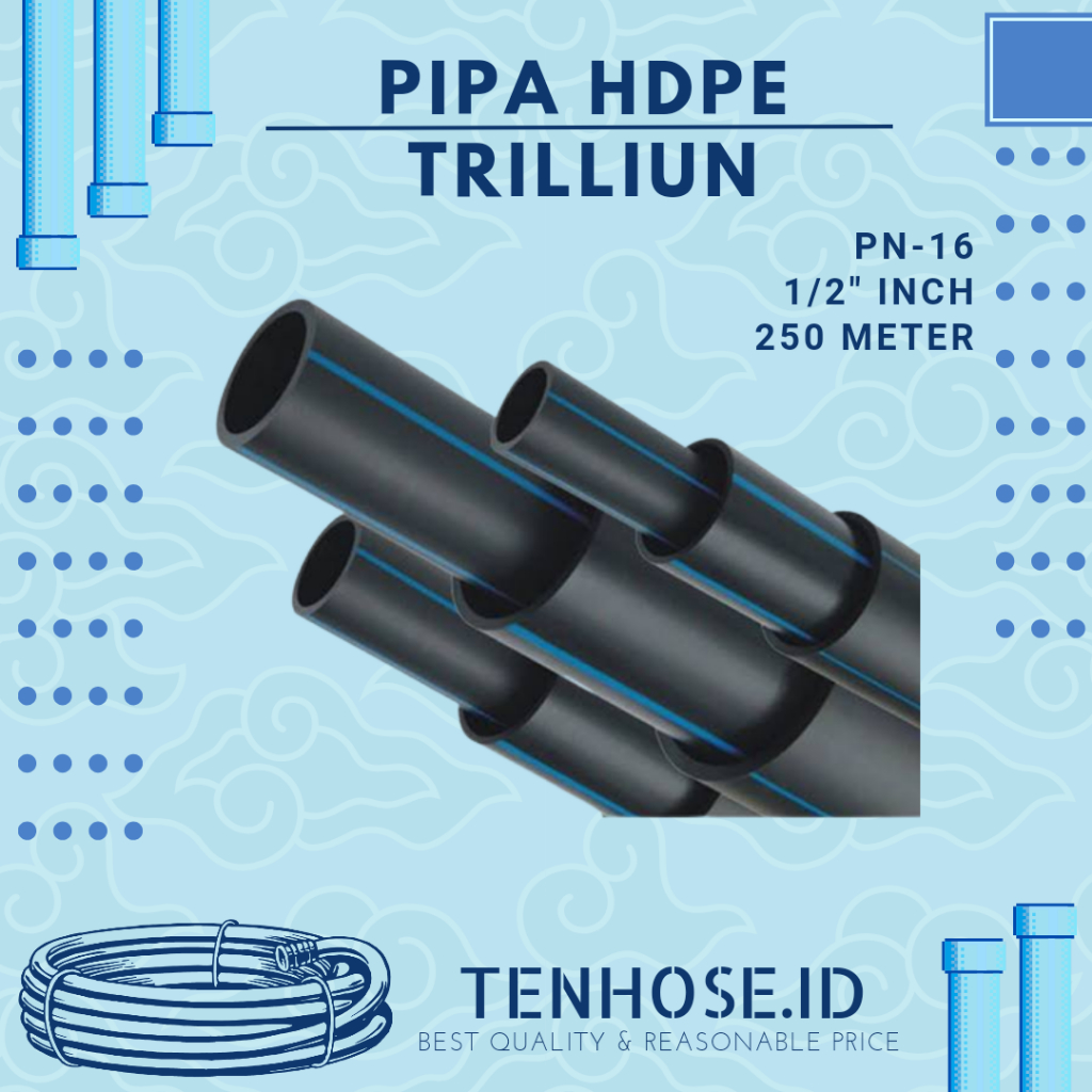 Jual Pipa HDPE Trilliun Premium PN-16 (20 MM) 1/2" Inch Jual 250 Meter Premium HDPE Pipe ...