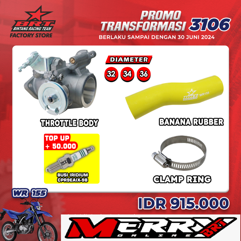 Jual Promo Throttle Body dan Velocity BRT Super Flow TB WR 155 WR155 ...