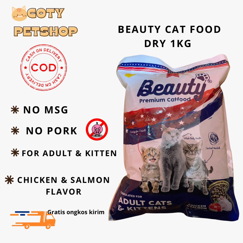 Jual Pakan Kucing BEAUTY PREMIUM CAT FOOD DRY 1kg | Shopee Indonesia
