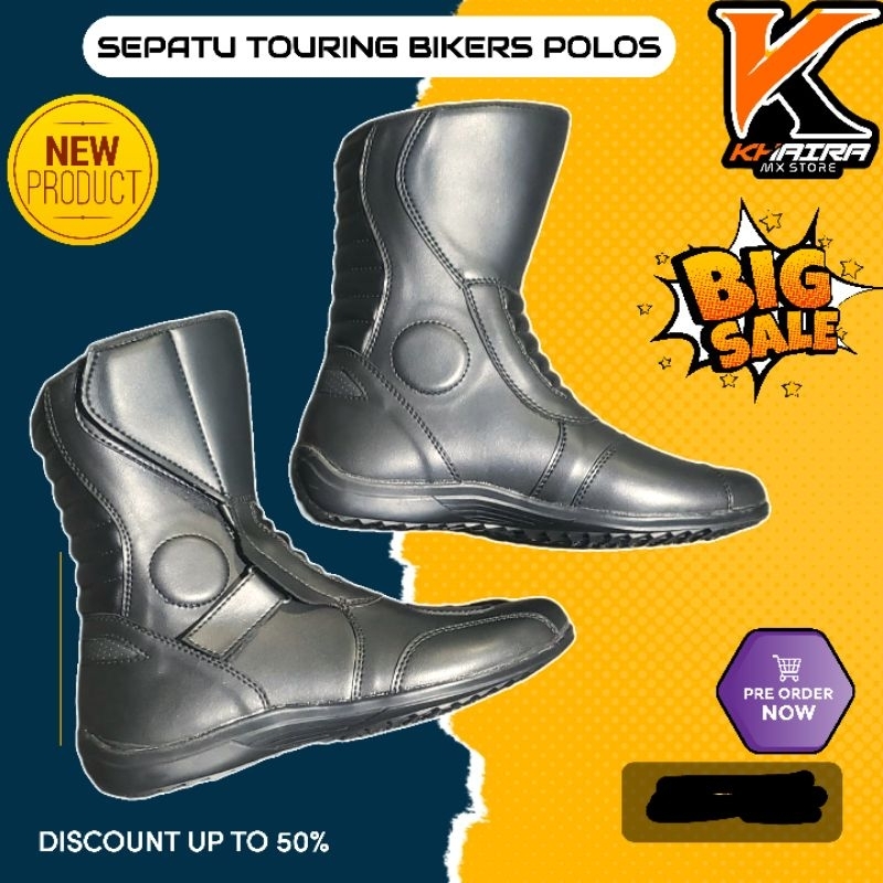 Jual SEPATU TOURING MOTOR BIKERS NEW DESAIN HITAM POLOS | Shopee Indonesia