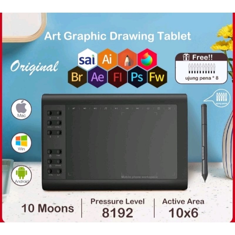 Jual 10moons G10 Tablet Graphics pen Digital Drawing (pernah dipakai ...