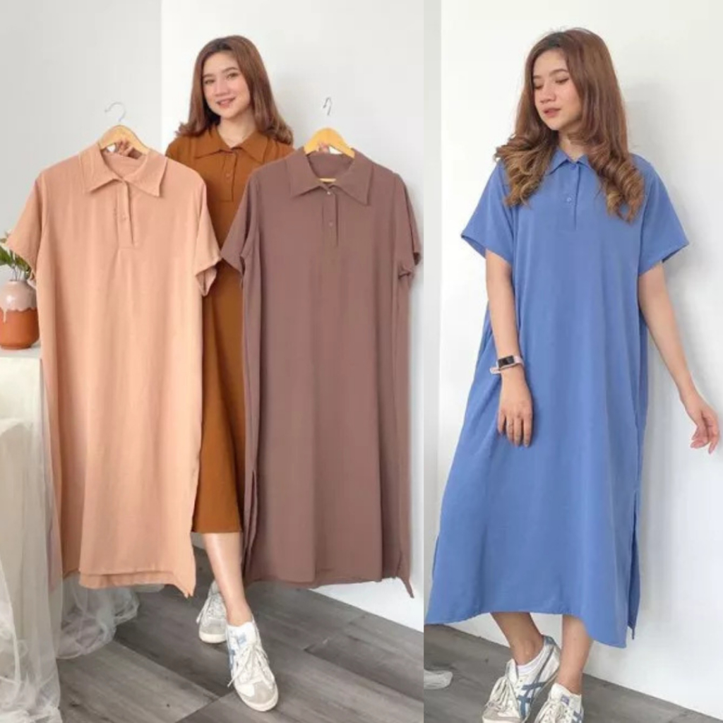 Jual (ADA JUMBO) Dress Daster Kerah Kemeja Korean Style Home Dress ...