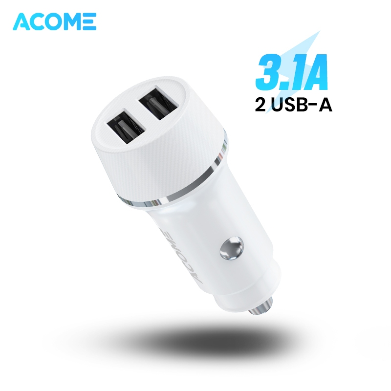 Jual ACOME Car Charger ACC06 Dual Port USB-A 3.1A QC3.0 Colokan Mobil ...